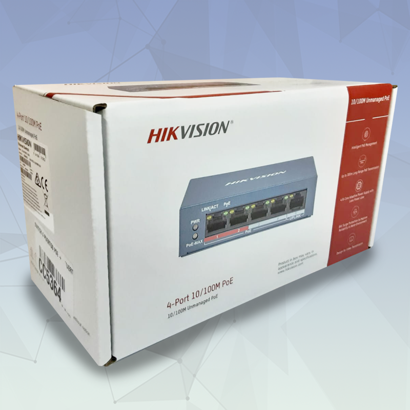 SWITCH POE HIKVISION 4 PUERTOS + 1 PUERTO UPLINK DS-3E0105P-E/M(B)